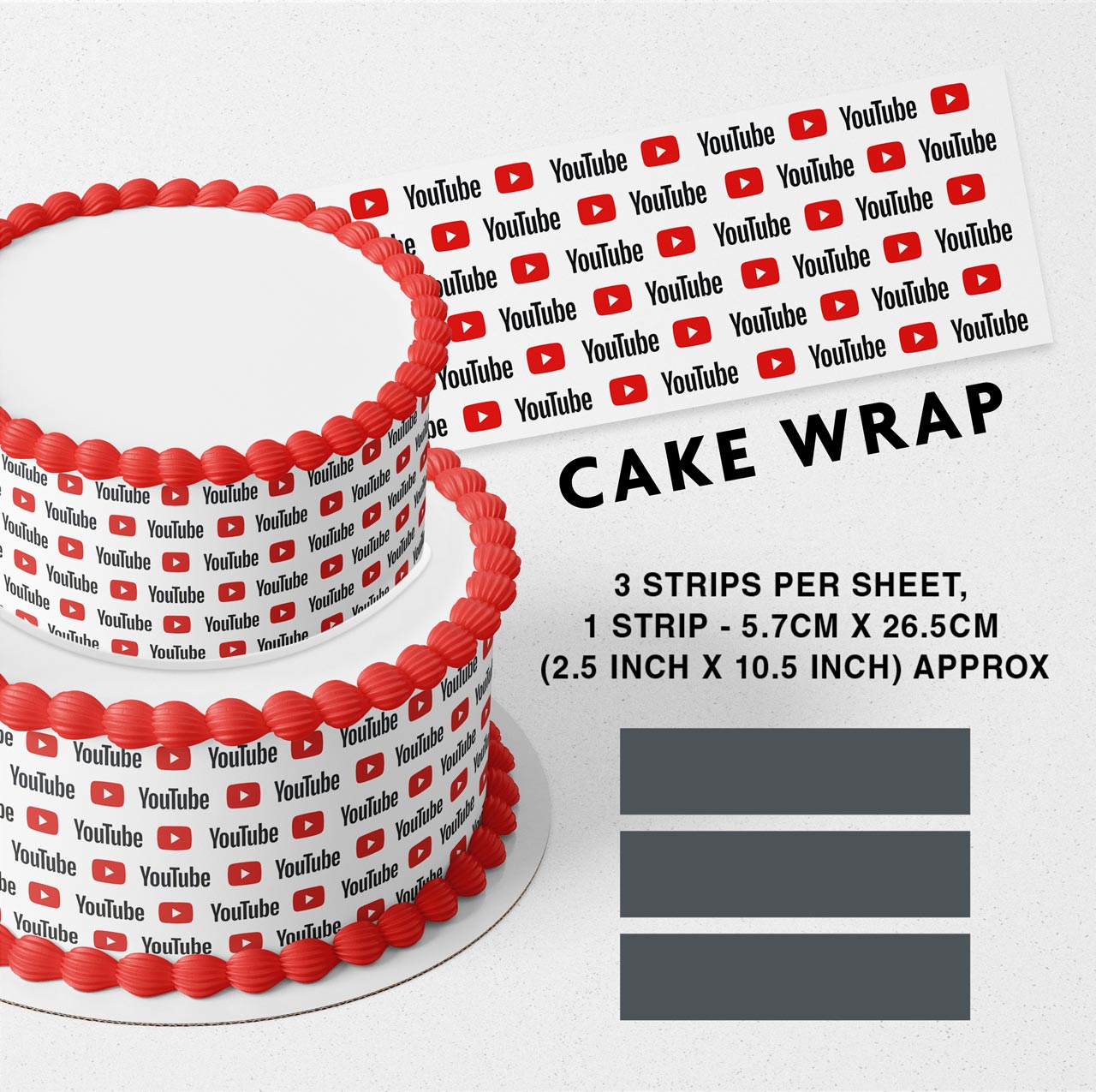 YouTube Youtuber Strips Edible Cake Toppers Cake Wraps – Ediblecaketopper