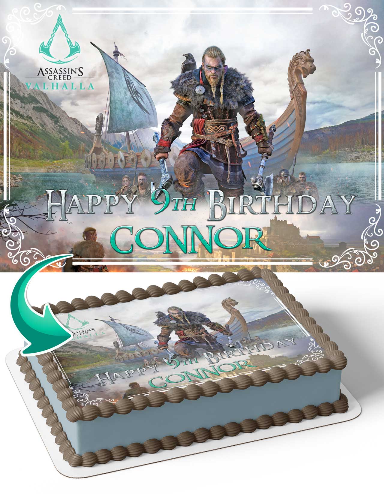Adornos comestibles para tartas de Assassin's Creed Valhalla ...