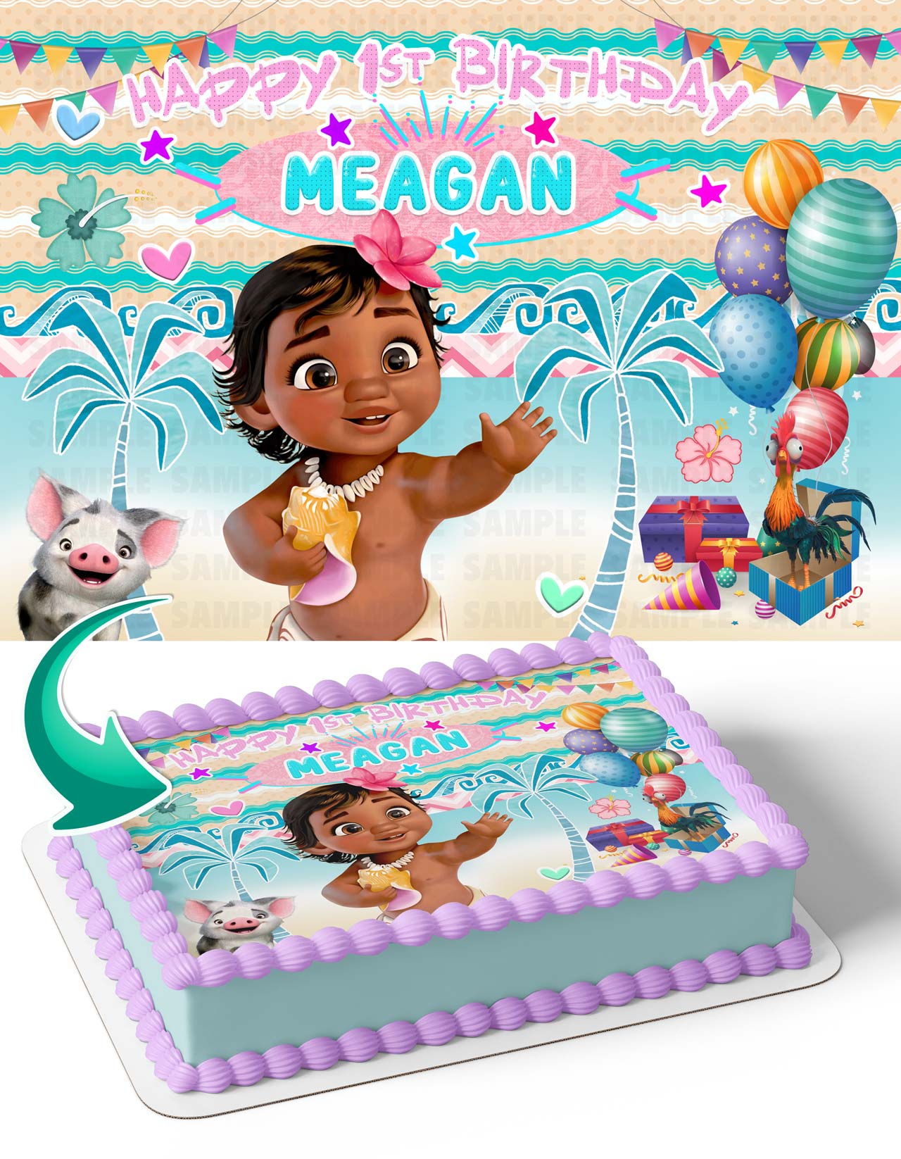 Baby Moana Cute Lovely Girl Edible Cake Toppers – Ediblecaketopper
