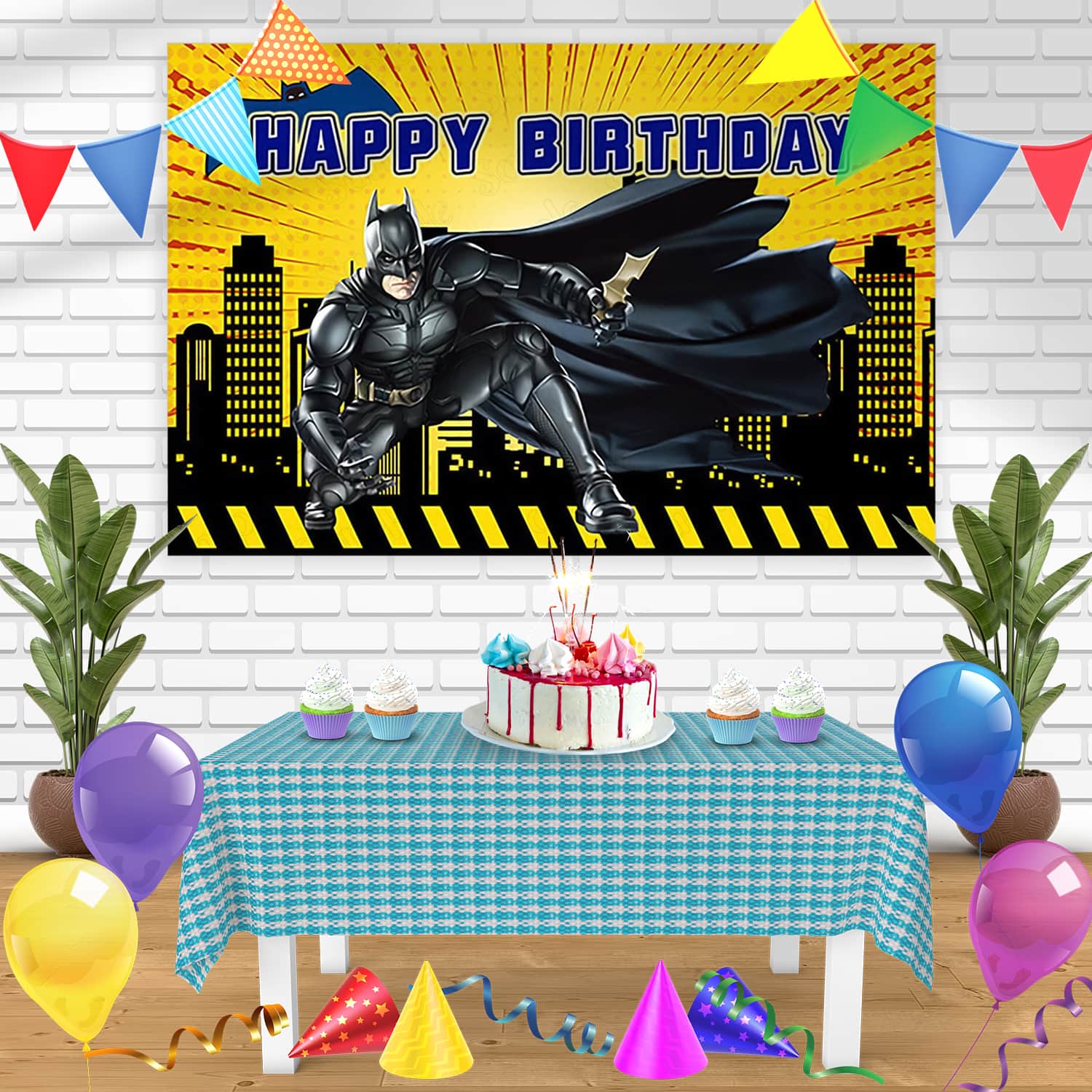 Batman Superhero YB Bn Birthday Banner Personalized Party Backdrop Dec ...