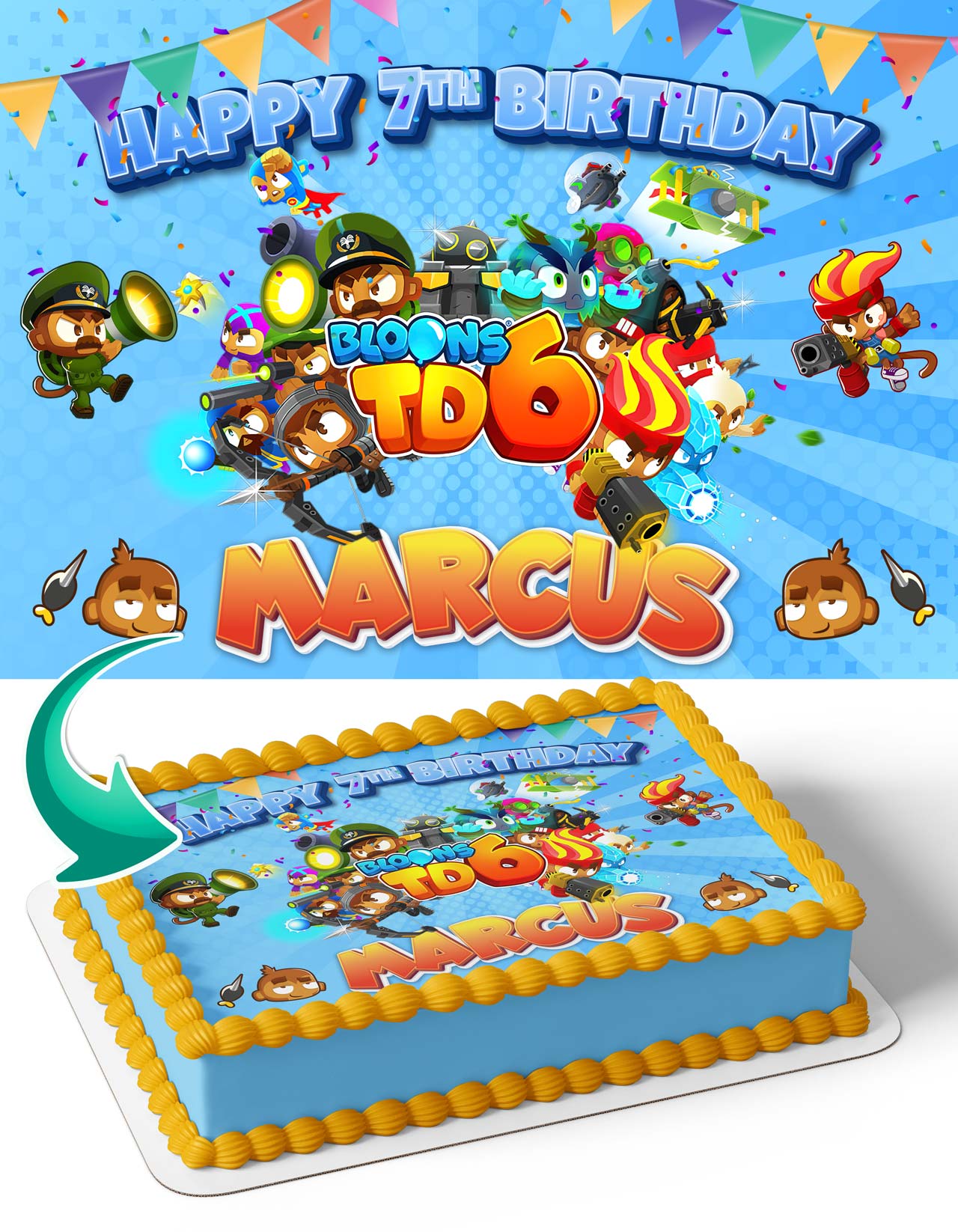 Adornos comestibles para tartas Bloons TD 6 – Edible Cake Topper Corp