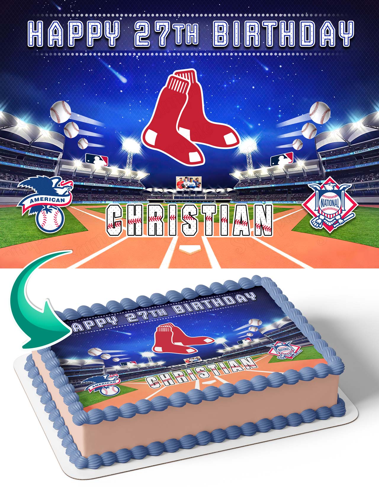 Boston Red Sox Baseball Edible Cake Toppers – Ediblecaketopper
