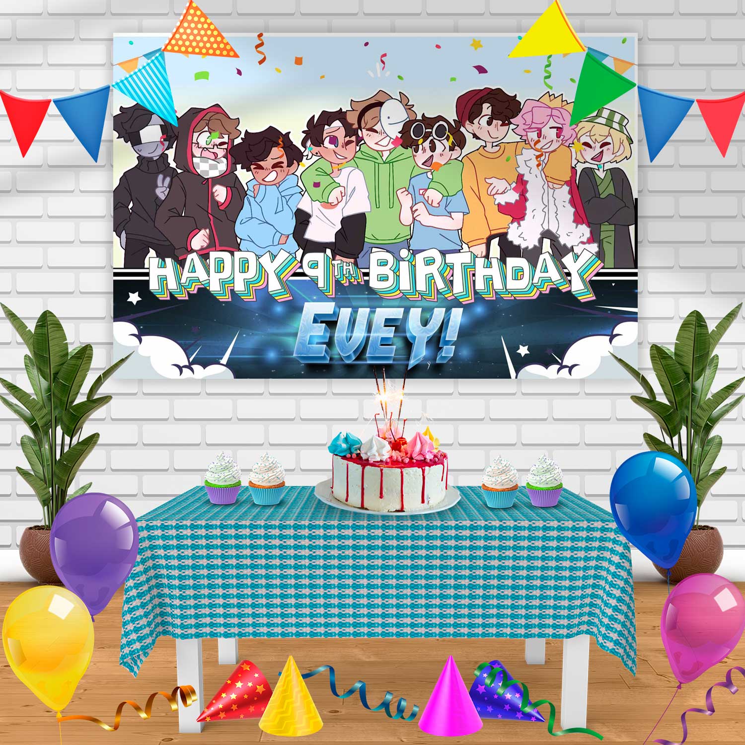 Dream Smp Birthday Banner Personalized Party Backdrop Decoration ...