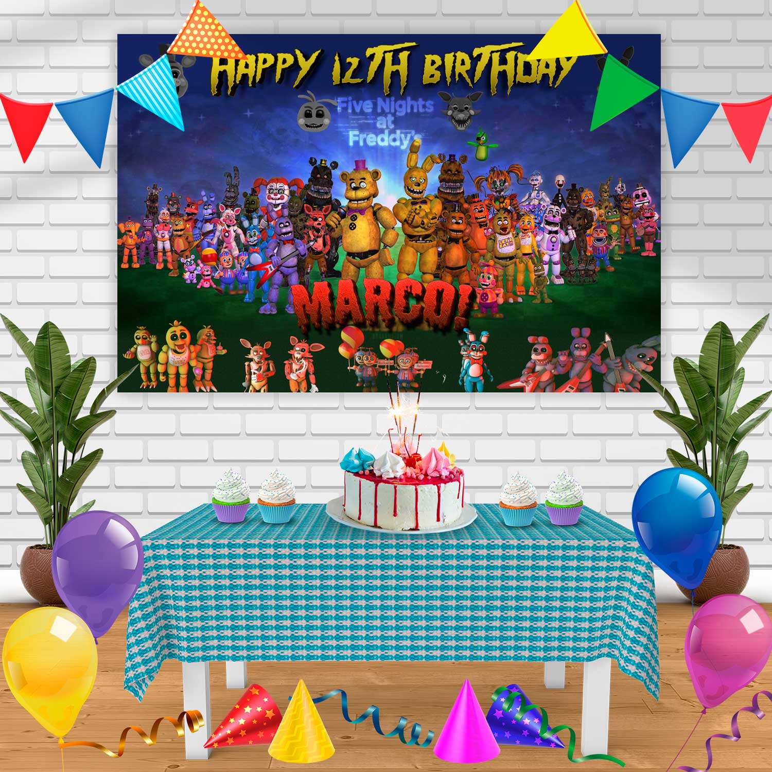 Five Nigth At Freddys Fnfaf Fn Birthday Banner Personalized Party Back ...