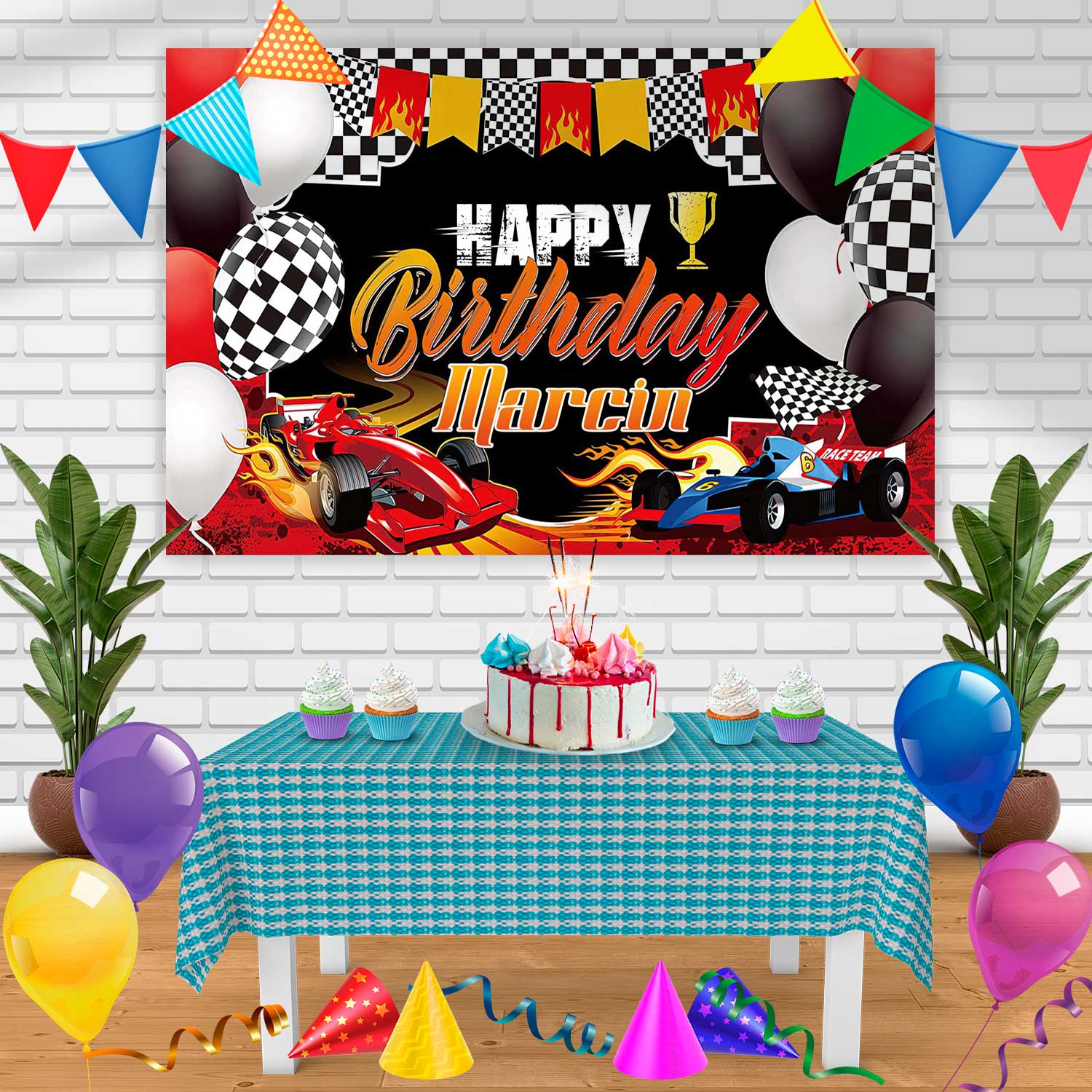 Formula 1 Speed Birthday Banner Personalized Party Backdrop Decoration ...