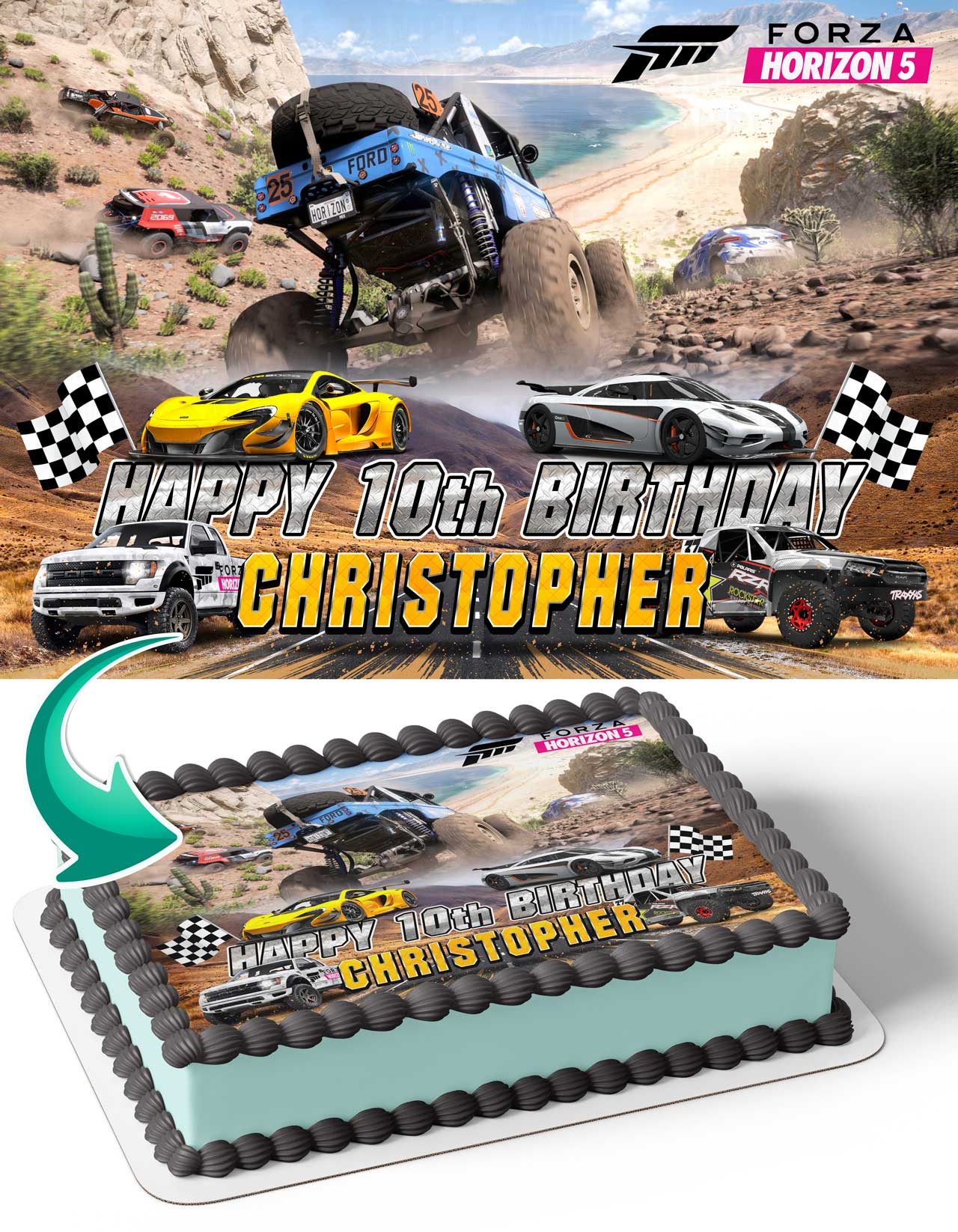 Forza 5 Gamer Racing Speed Edible Cake Toppers – Ediblecaketopper