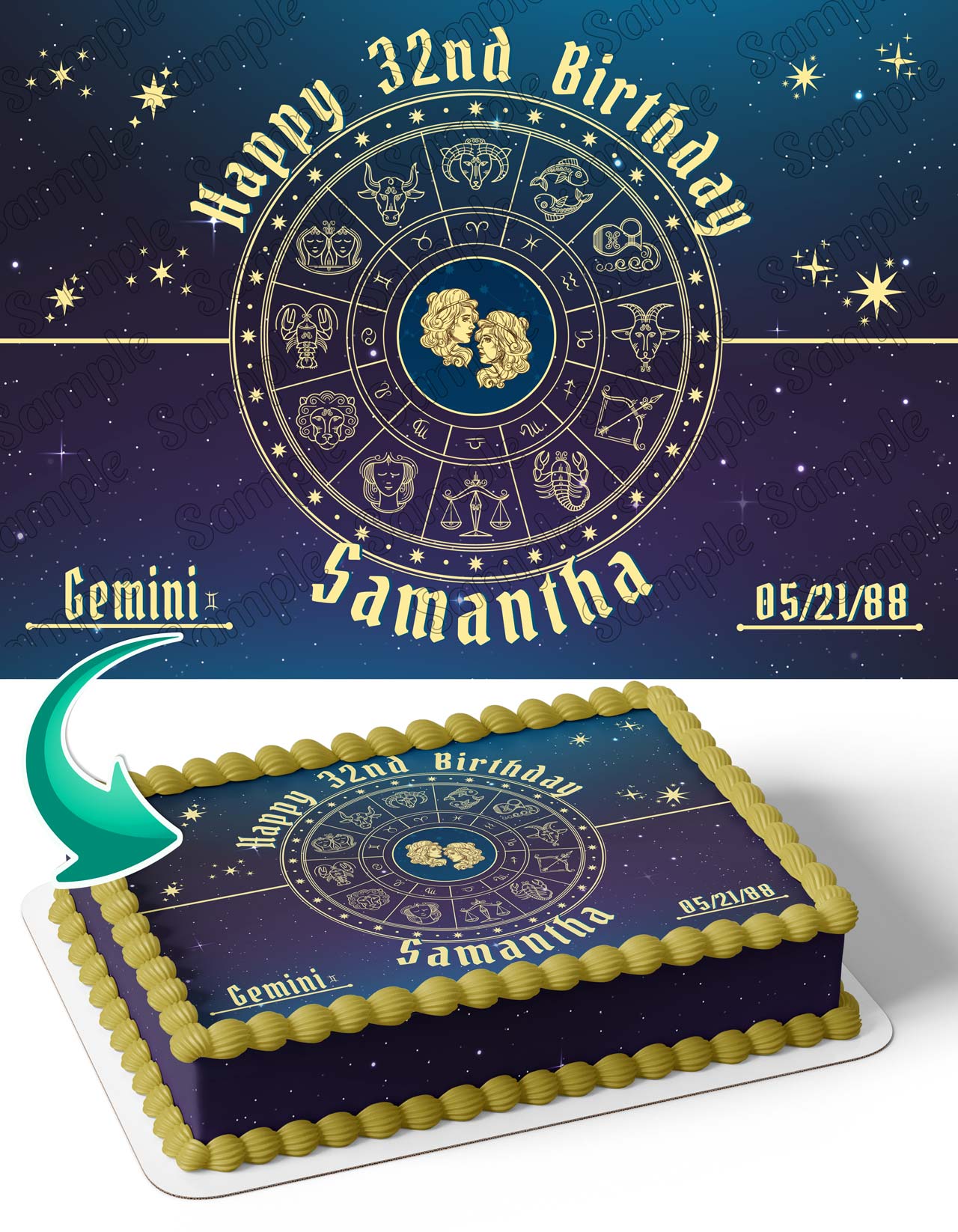 Gemini Horoscope Astrology Zodiac Edible Cake Toppers – Ediblecaketopper