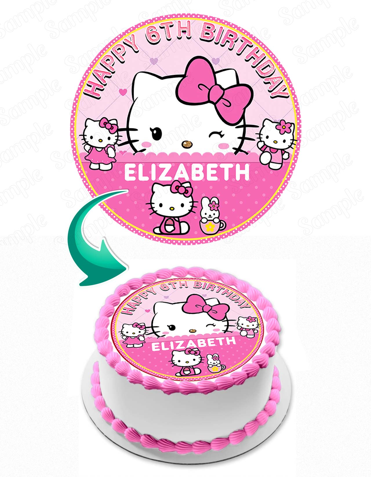 Hello Kitty Pink Girls Edible Cake Toppers Round – Ediblecaketopper