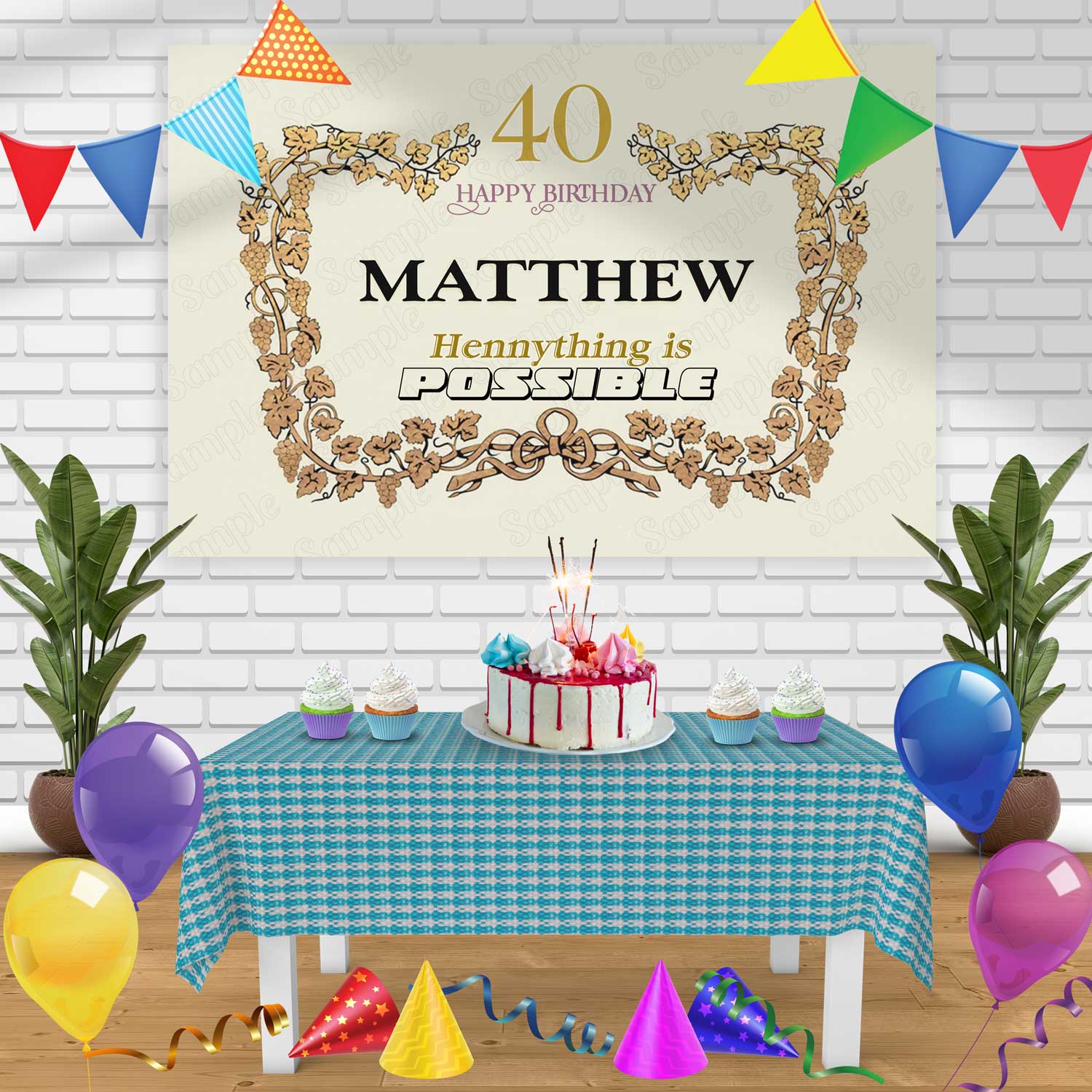 Hennessy Birthday Banner Personalized Party Backdrop Decoration ...