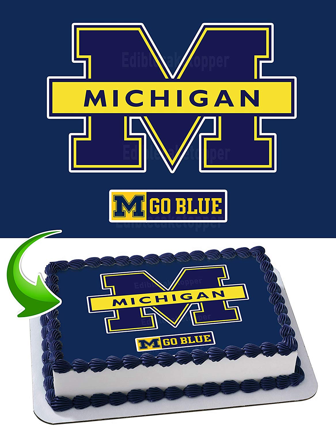 Michigan Go Blue Edible Cake Toppers – Ediblecaketopper