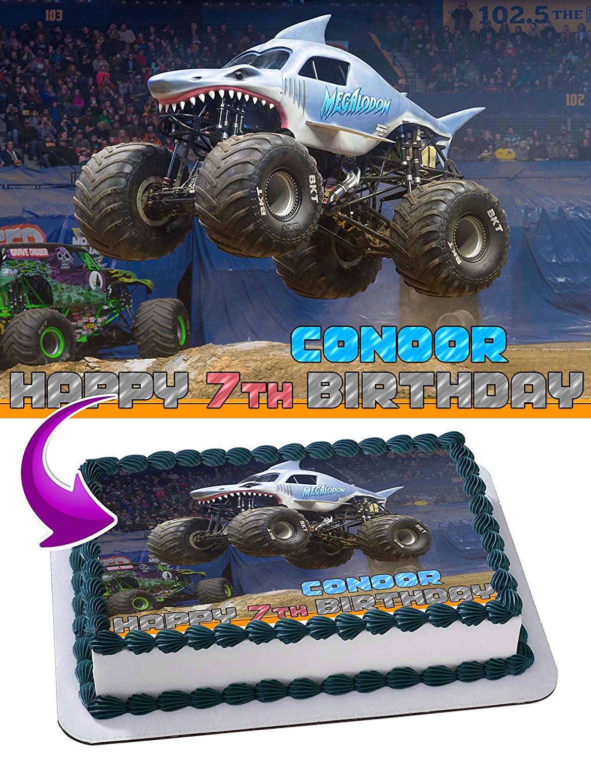 Megalodon Monster Jam Edible Cake Toppers – Ediblecaketopper
