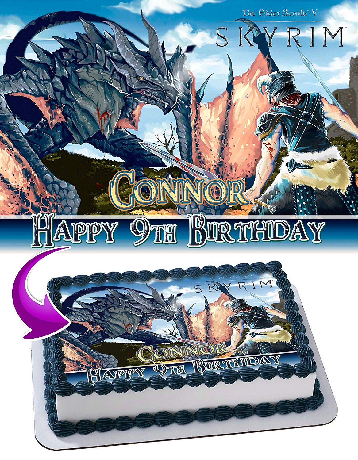 Skyrim Dragon Edible Cake Toppers – Ediblecaketopper