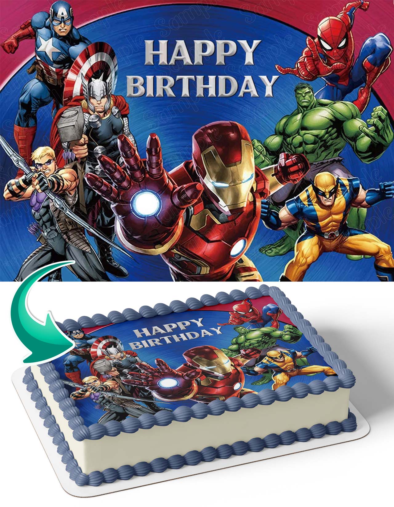 Ironman Captain America Thor Hulk Wolverine Marvel GH Edible Cake ...