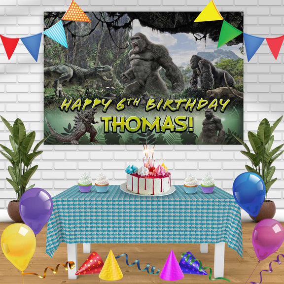 King Kong Godzilla Birthday Banner Personalized Party Backdrop Decorat ...