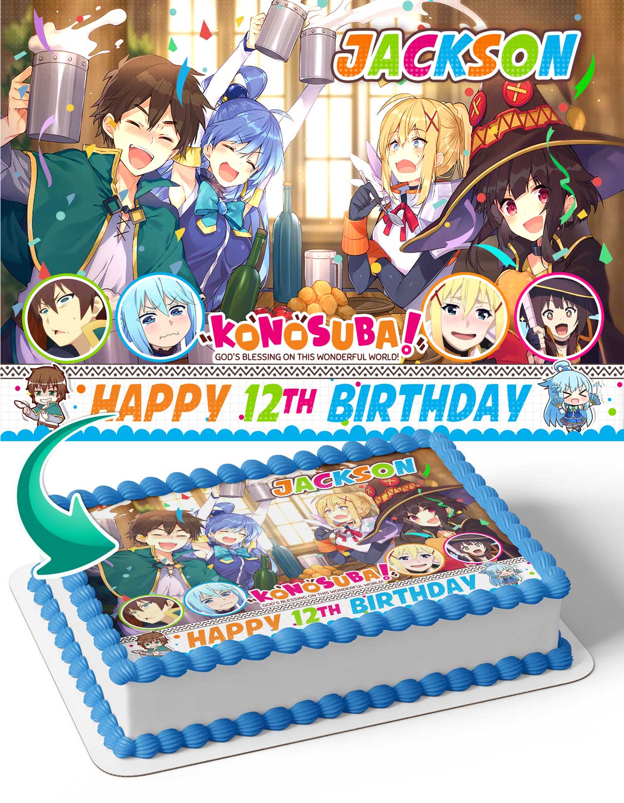 Konosuba KA Edible Cake Toppers – Ediblecaketopper