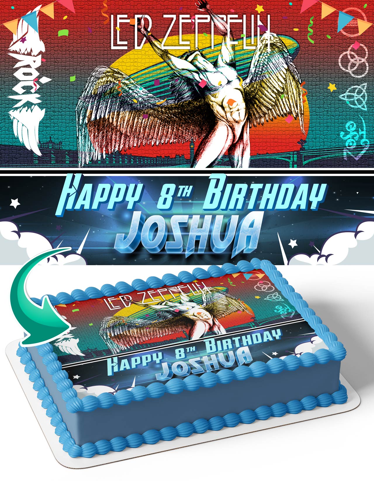 Adornos comestibles para tartas de la banda de rock Led Zeppelin ...