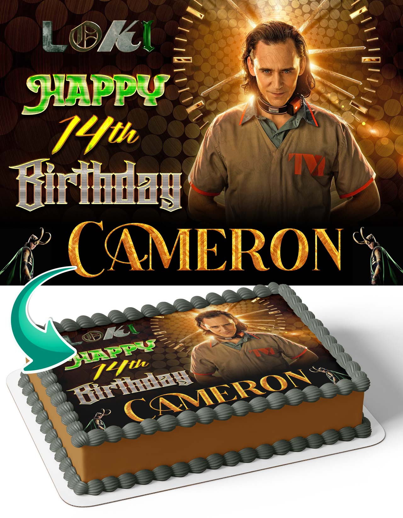 Adornos comestibles para tartas de la película Loki – Ediblecaketopper