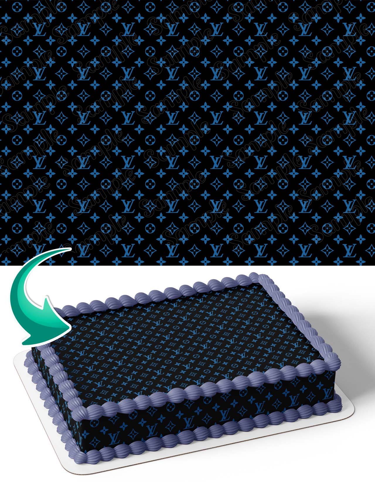 Louis Vuitton Black Blue Wrap Edible Cake Toppers – Ediblecaketopper