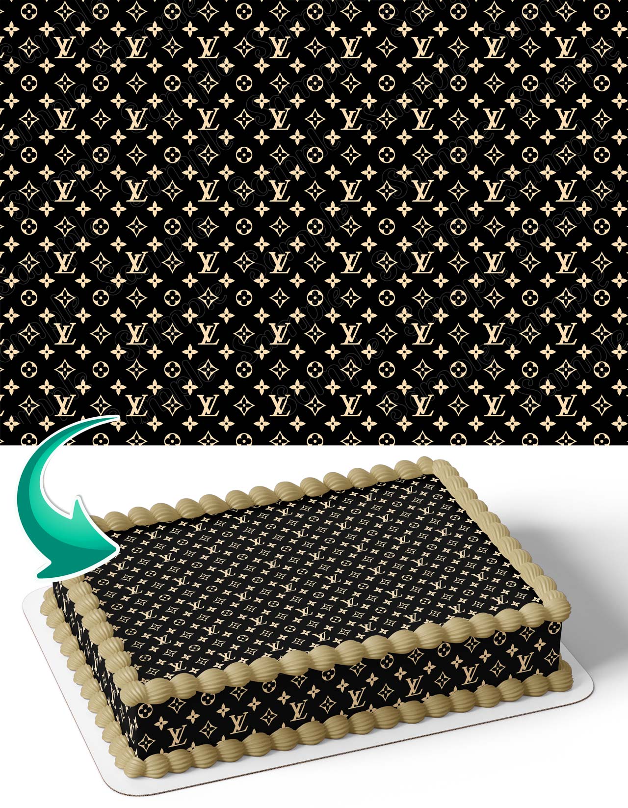 Louis Vuitton Black Tan Beige Wrap Edible Cake Toppers – Ediblecaketopper
