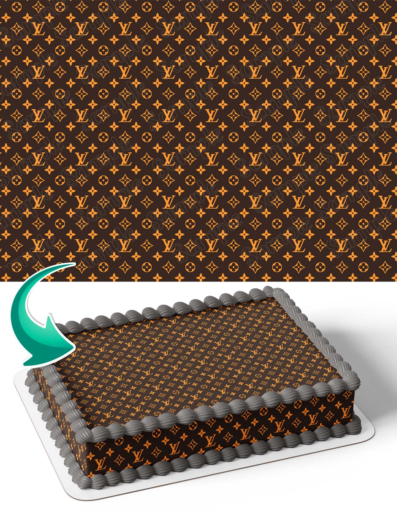 Louis Vuitton Brown Orange Wrap Edible Cake Toppers – Ediblecaketopper