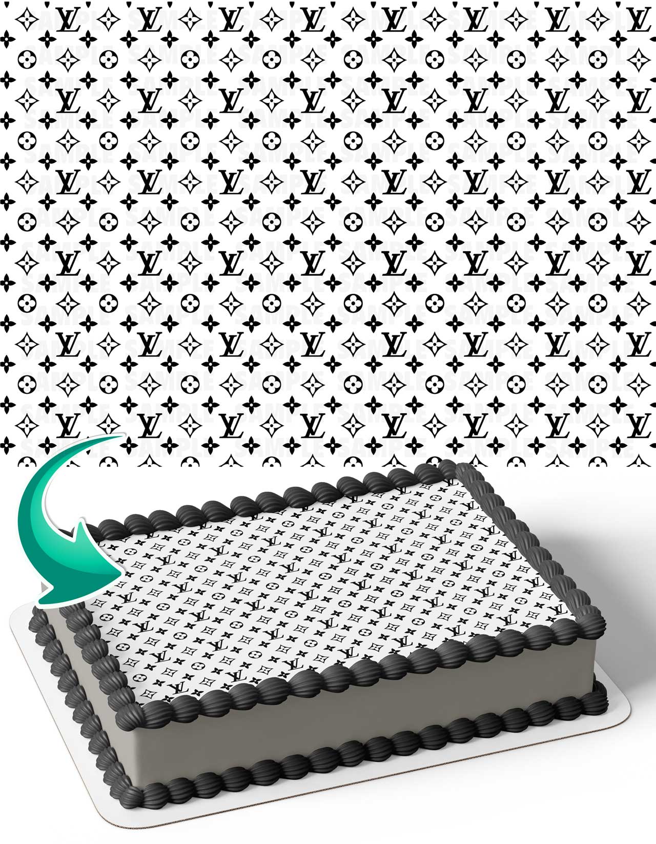 Louis Vuitton LV White Black Edible Cake Toppers – Ediblecaketopper