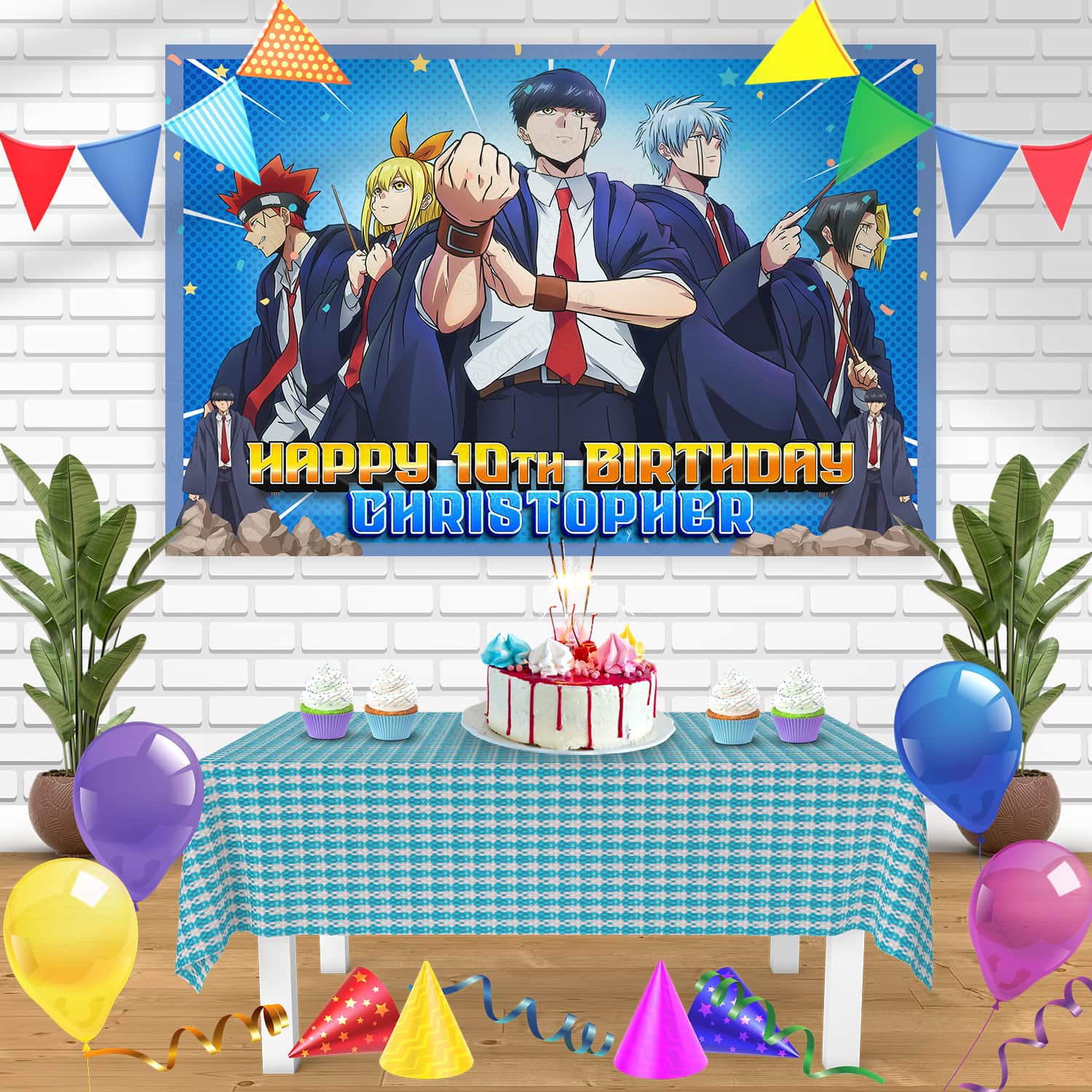 Mashle Magic And Muscles Bn Birthday Banner Personalized Party Backdro ...