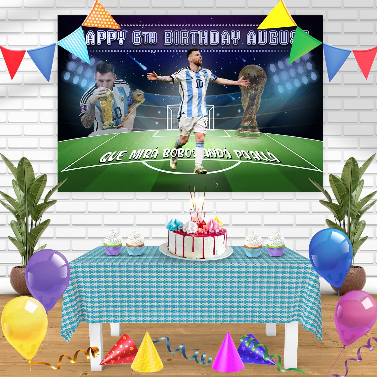 Messi Star Bobo Bn Birthday Banner Personalized Party Backdrop Decorat ...
