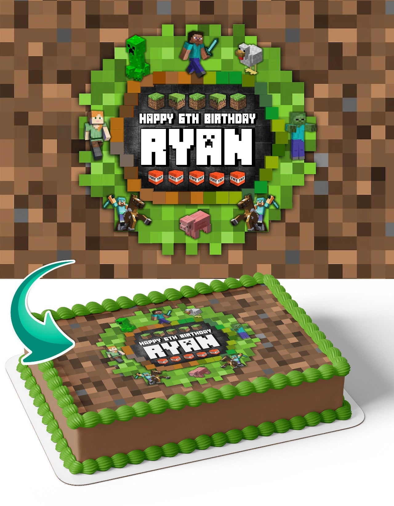 Minecraft Pixel Style Gaming Edible Cake Toppers – Ediblecaketopper