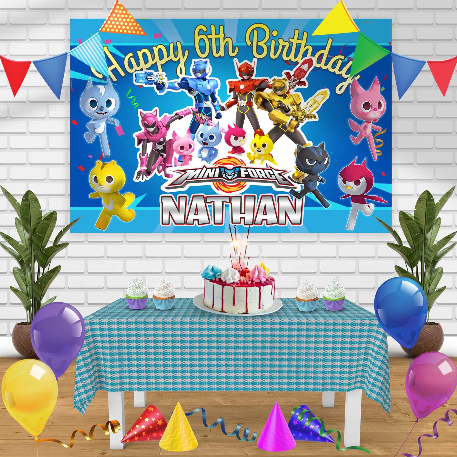 MiniForce Birthday Banner Personalized Party Backdrop Decoration ...
