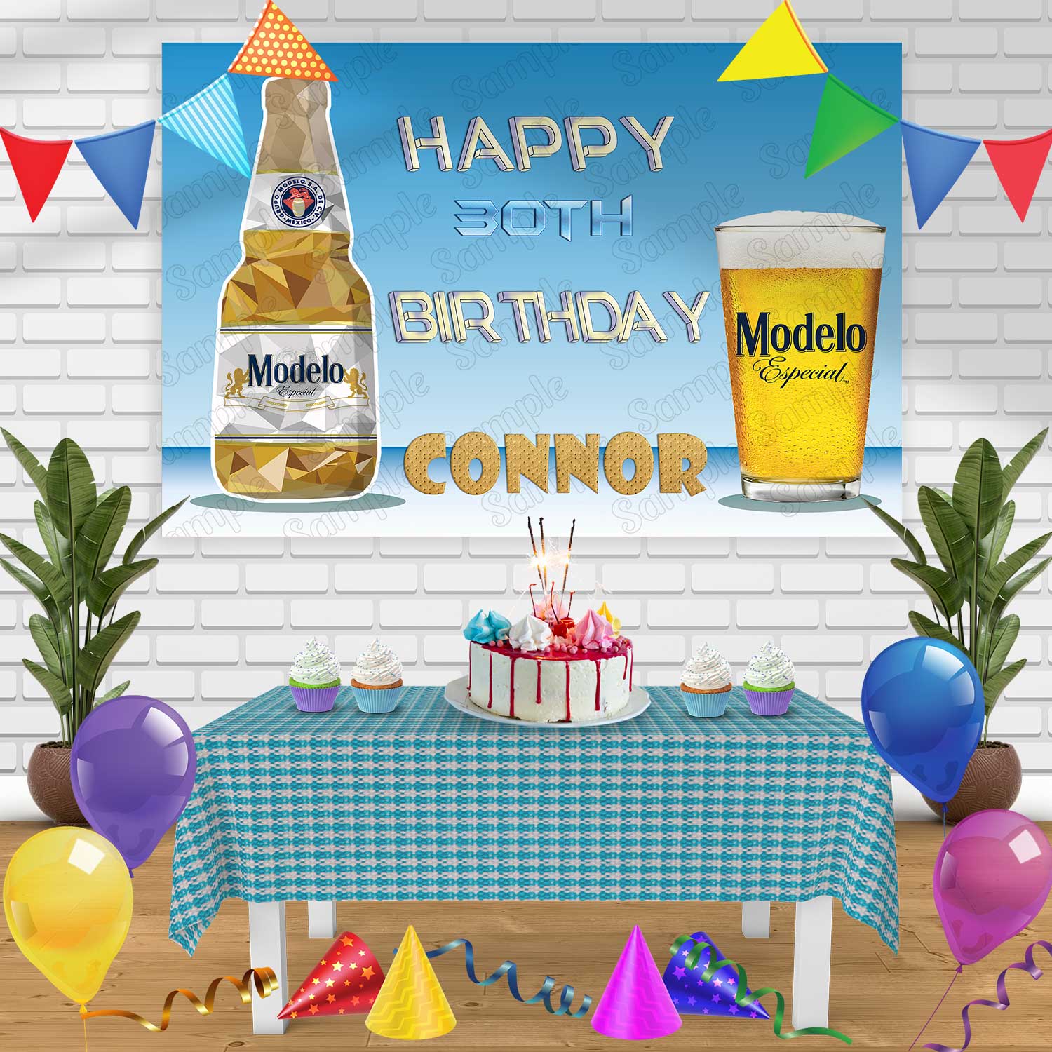 Modelo Birthday Banner Personalized Party Backdrop Decoration ...