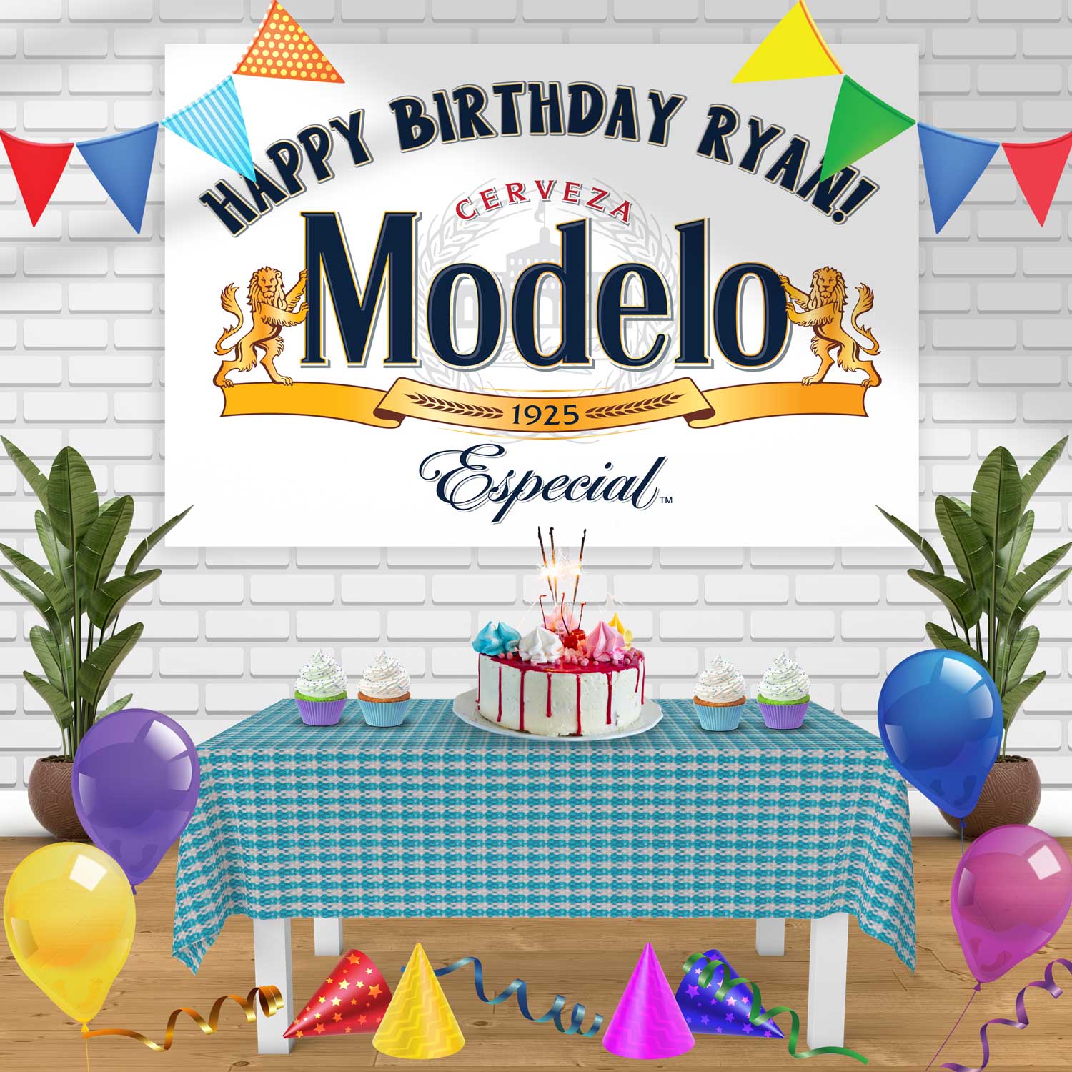 Modelo Especial Beer Birthday Banner Personalized Party Backdrop Decor ...