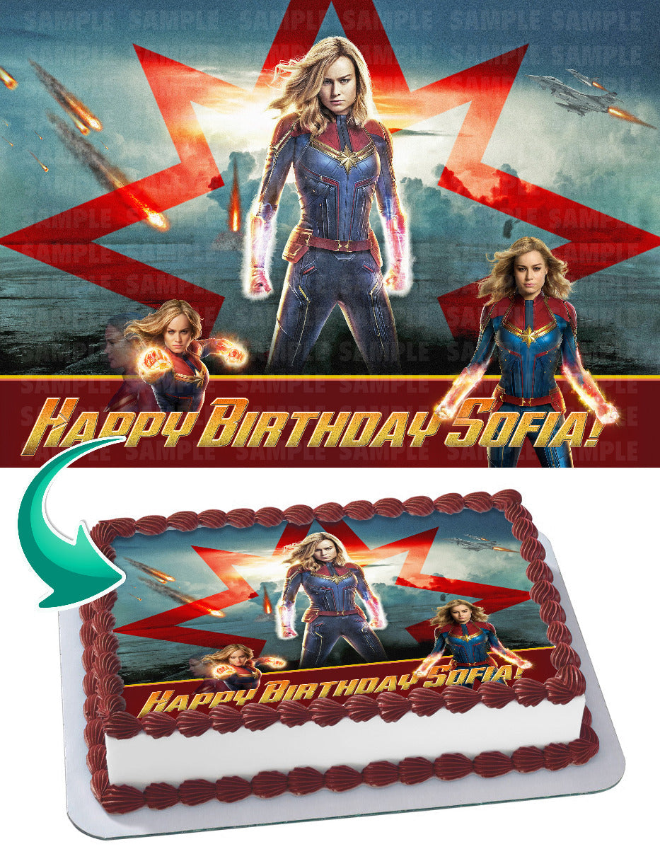 Captain Marvel Edible Cake Toppers – Ediblecaketopper