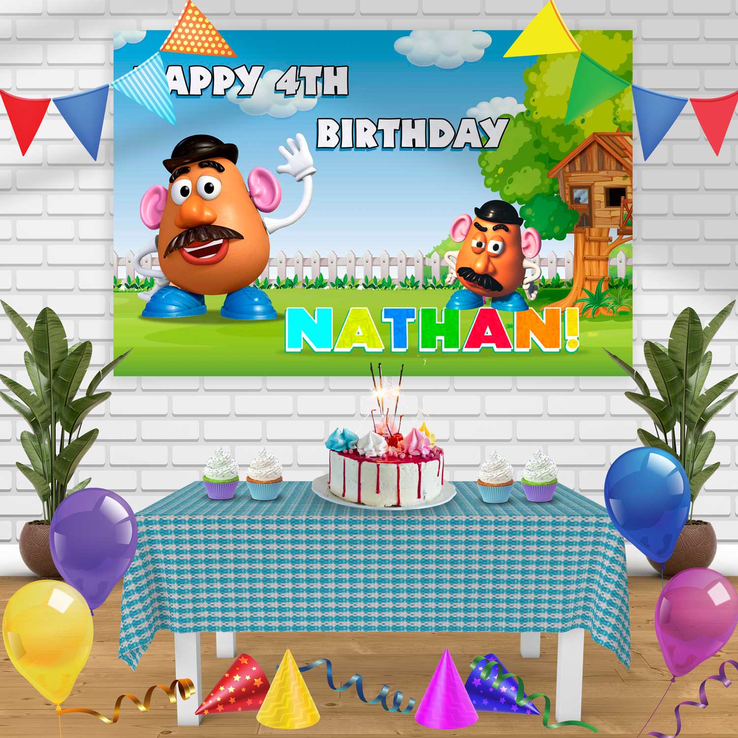 mr potato Birthday Banner Personalized Party Backdrop Decoration ...