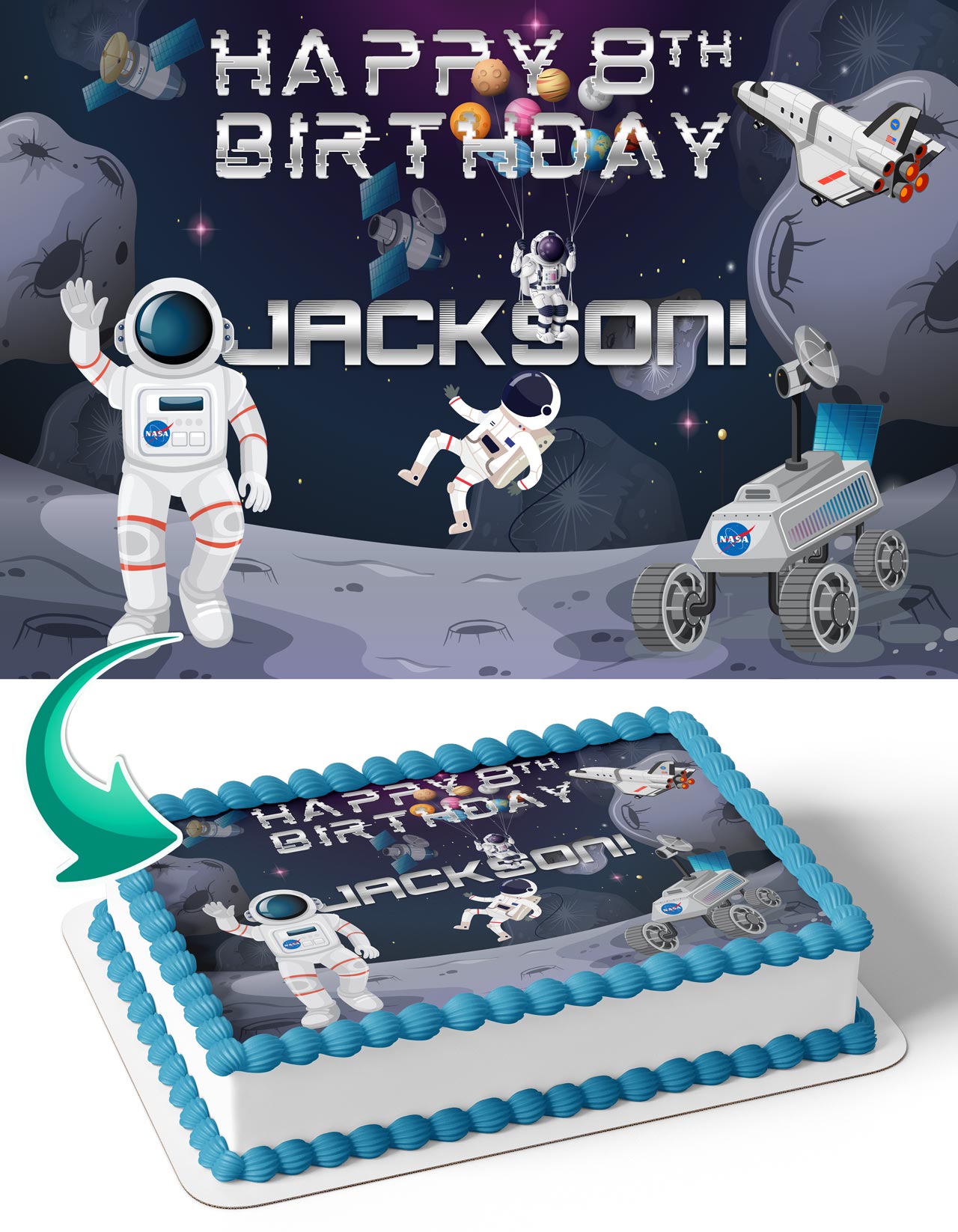 Nasa Astronaut Galaxy Edible Cake Toppers – Ediblecaketopper