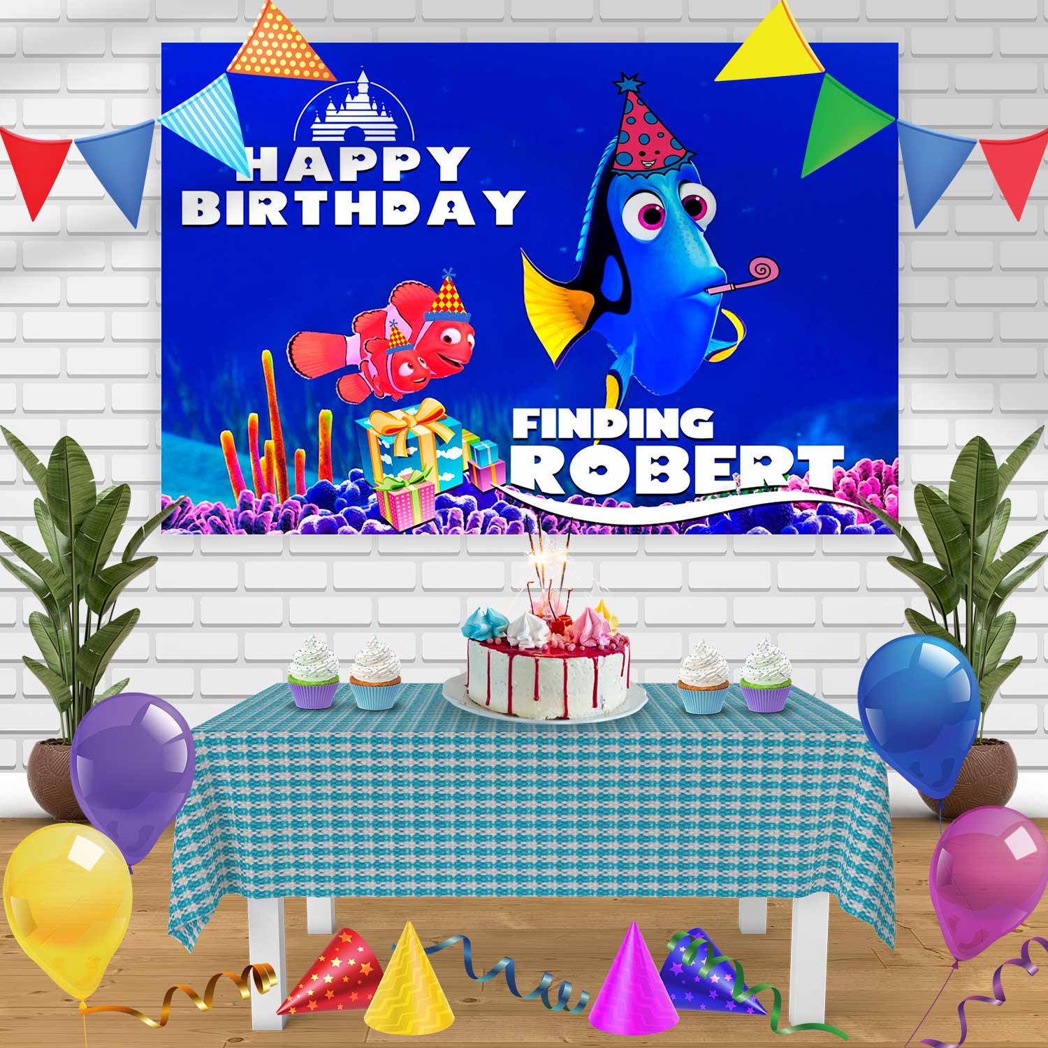 nemo Birthday Banner Personalized Party Backdrop Decoration ...