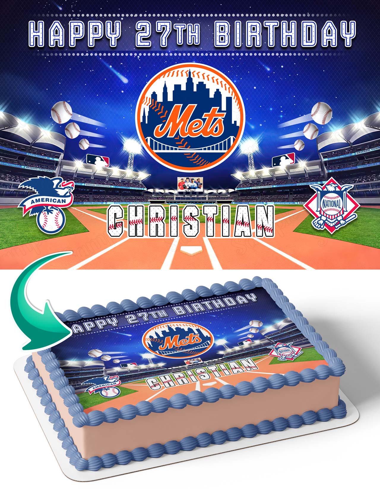 New York Mets Baseball Edible Cake Toppers – Ediblecaketopper
