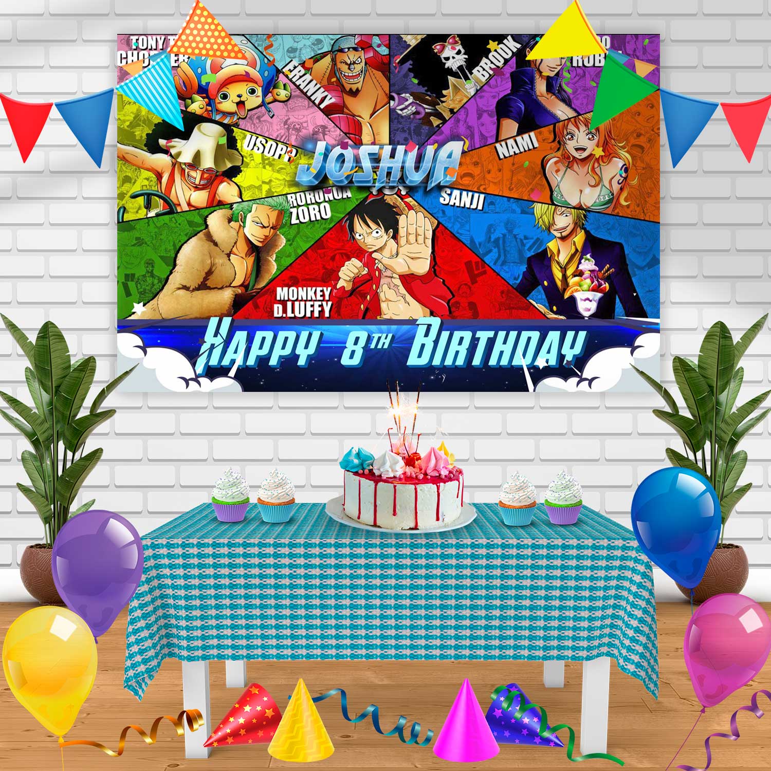 One Piece 1 Birthday Banner Personalized Party Backdrop Decoration ...