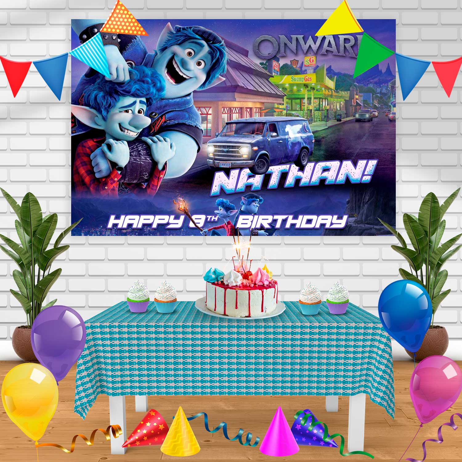 ONWARD Birthday Banner Personalized Party Backdrop Decoration ...