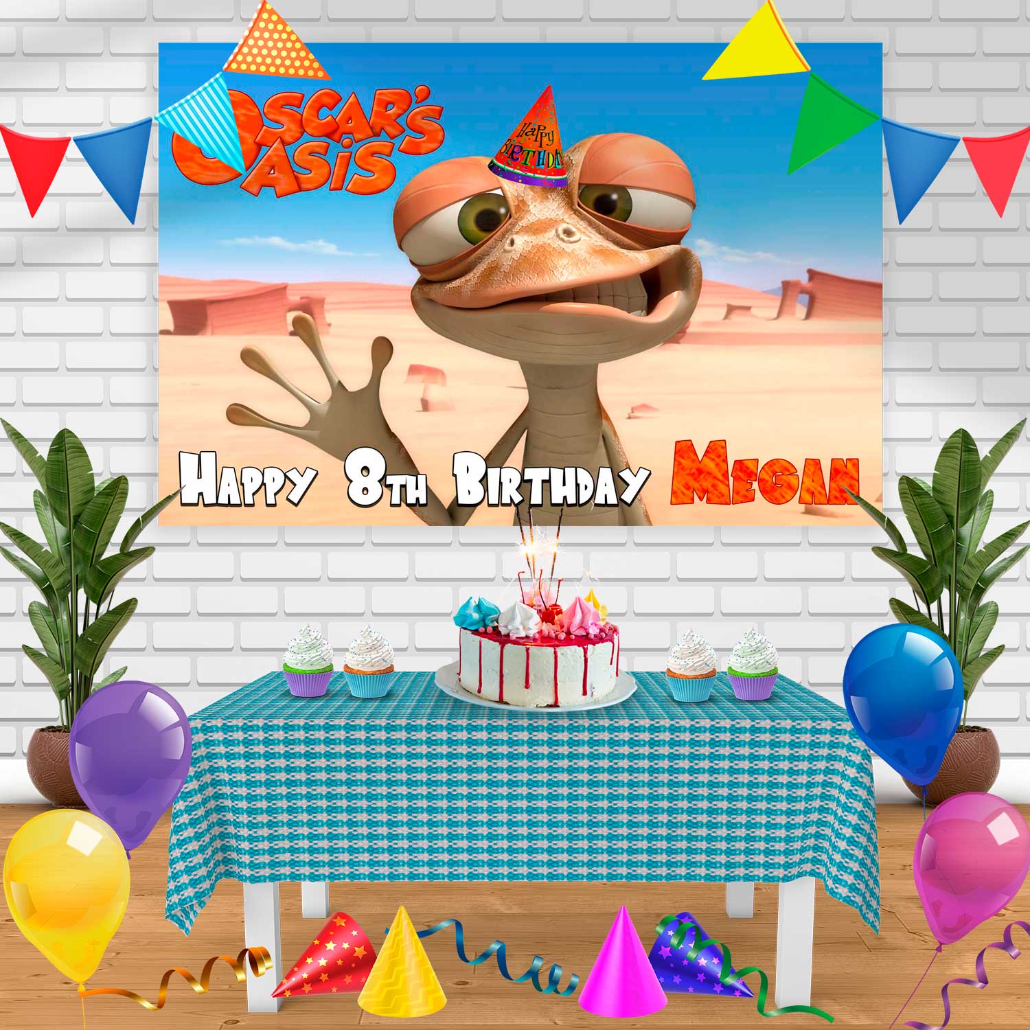 Oscar Oasis Birthday Banner Personalized Party Backdrop Decoration ...