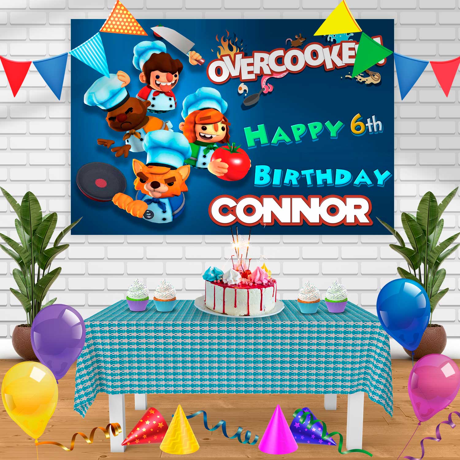 overcooked Birthday Banner Personalized Party Backdrop Decoration ...