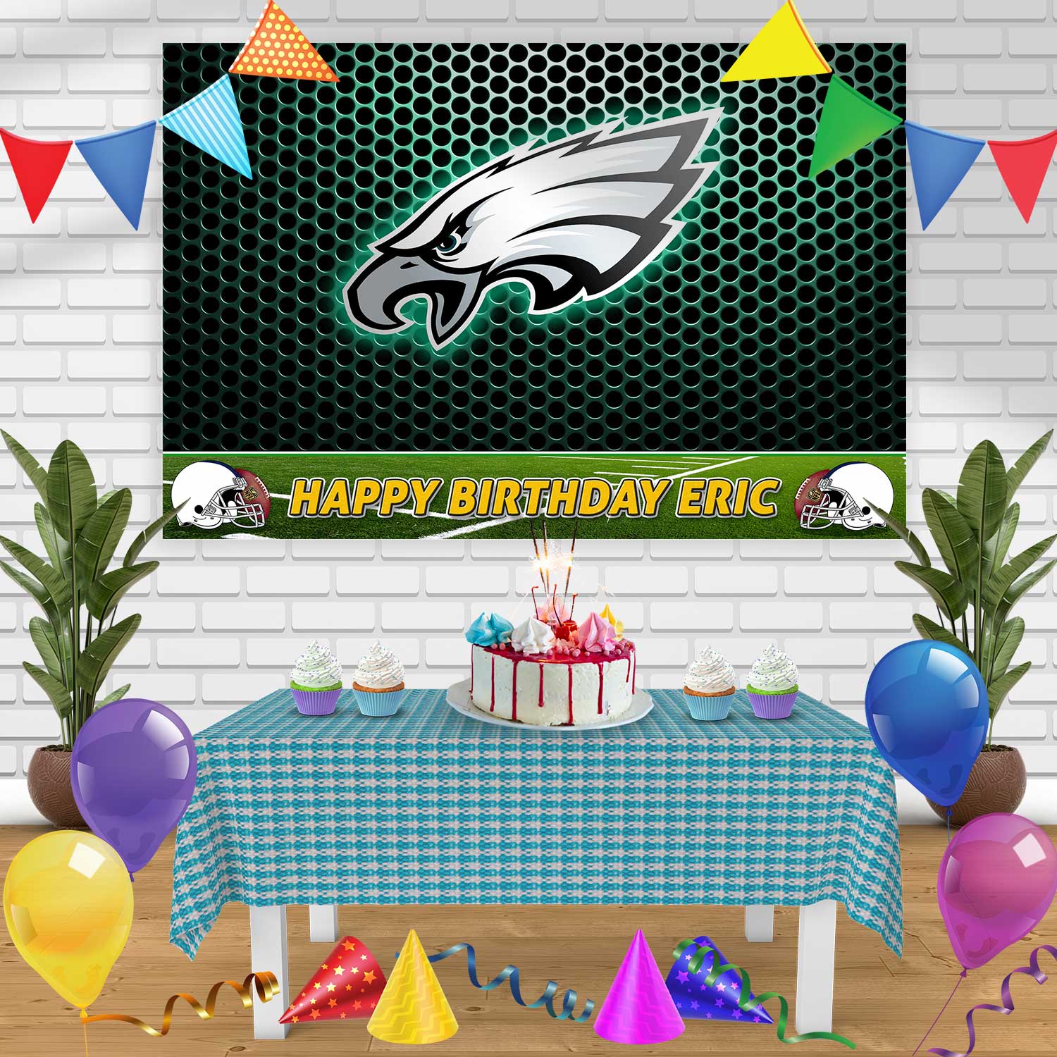 Philadelphia Eagles Birthday Banner Personalized Party Backdrop Decora ...