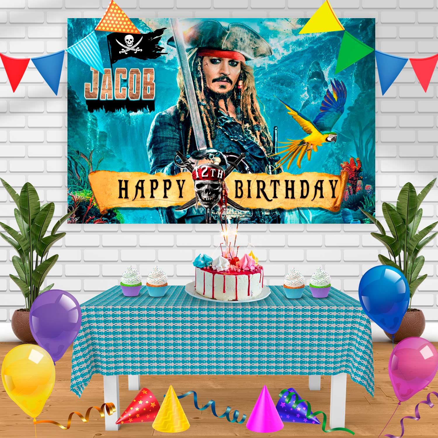 Pirates of the Caribbean Birthday Banner Personalized Party Backdrop D ...