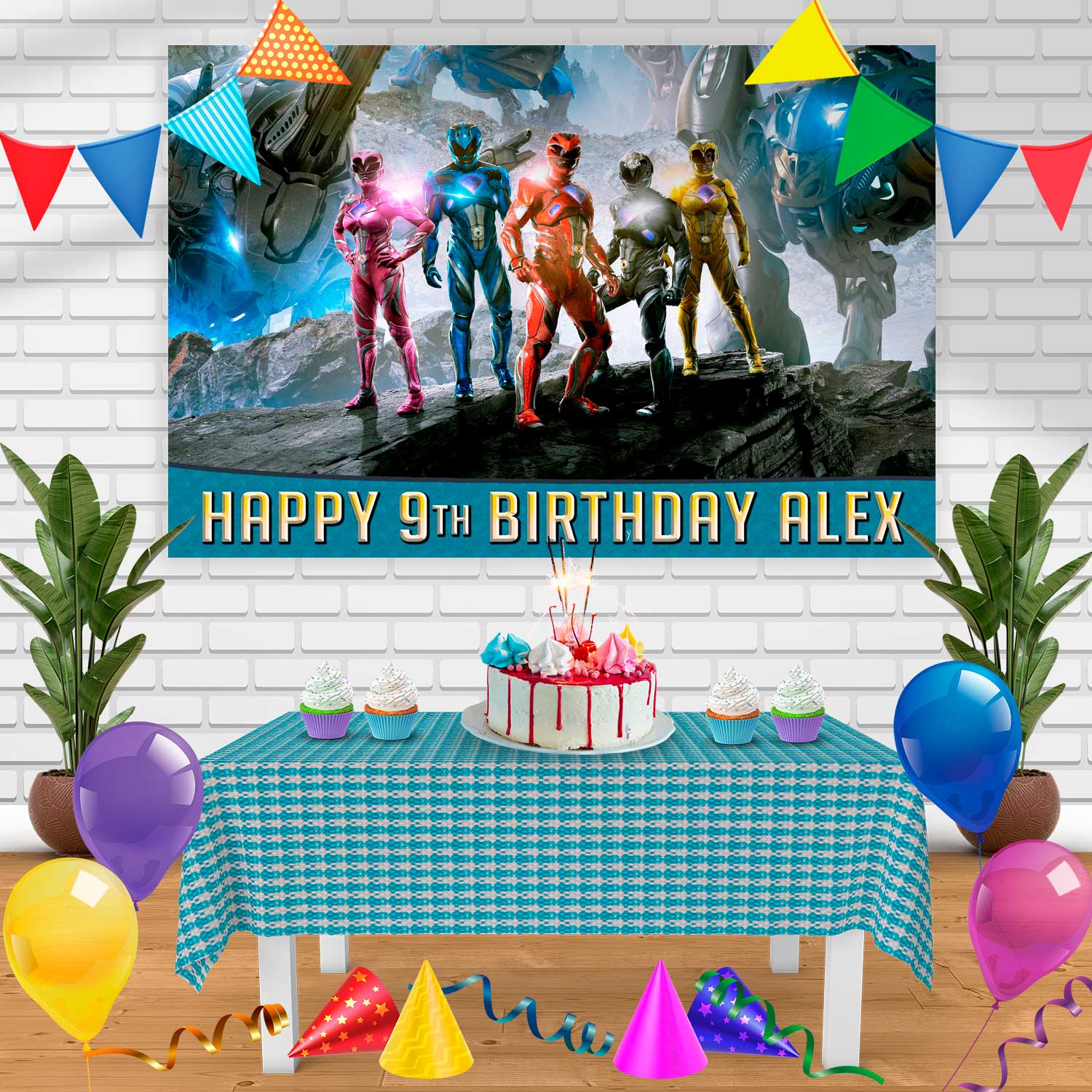 power Birthday Banner Personalized Party Backdrop Decoration ...