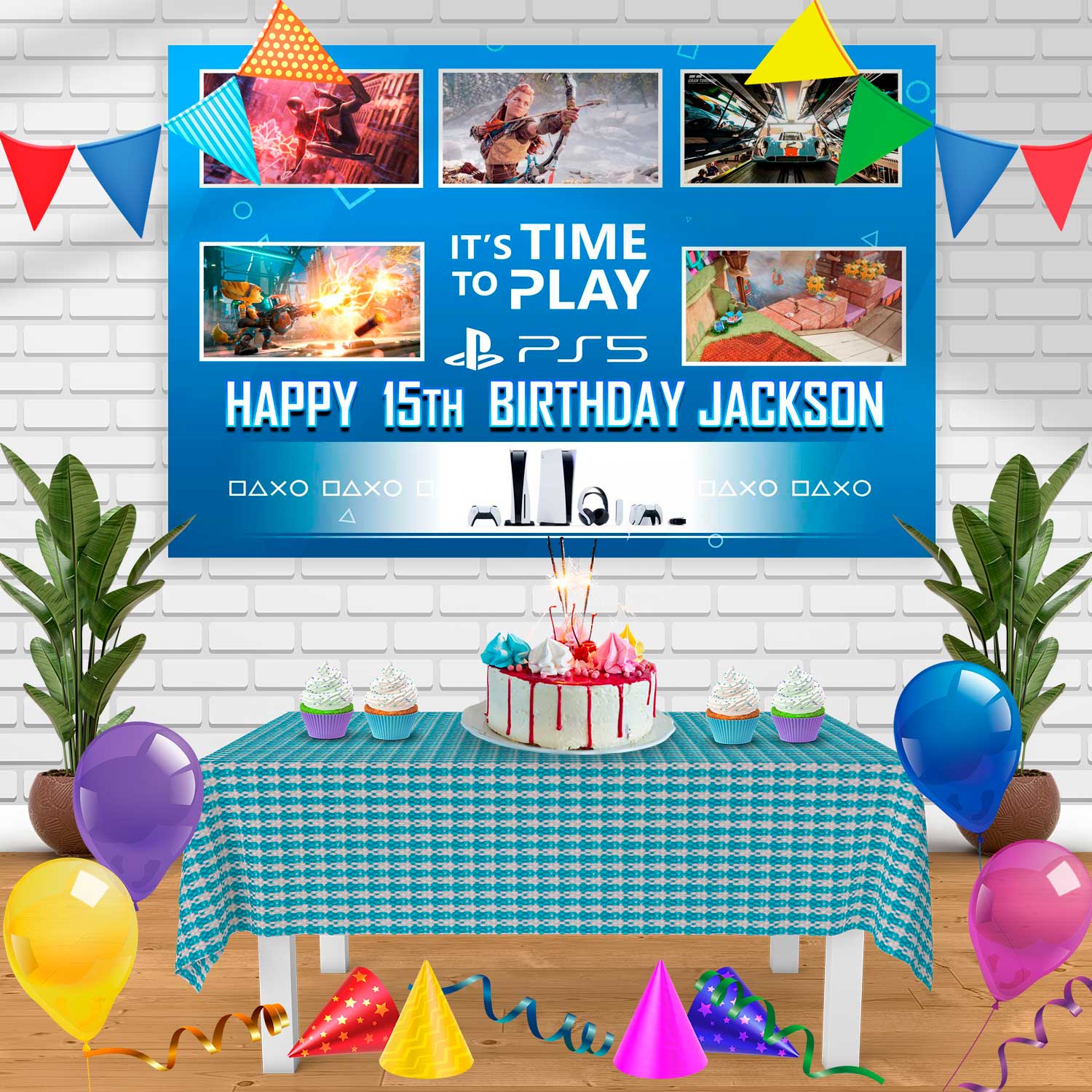 PS5 2020 Birthday Banner Personalized Party Backdrop Decoration ...