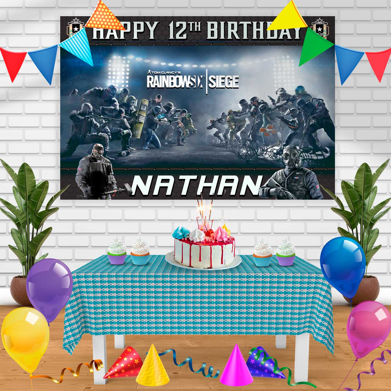 Rainbow Six Siege Birthday Banner Personalized Party Backdrop Decorati ...