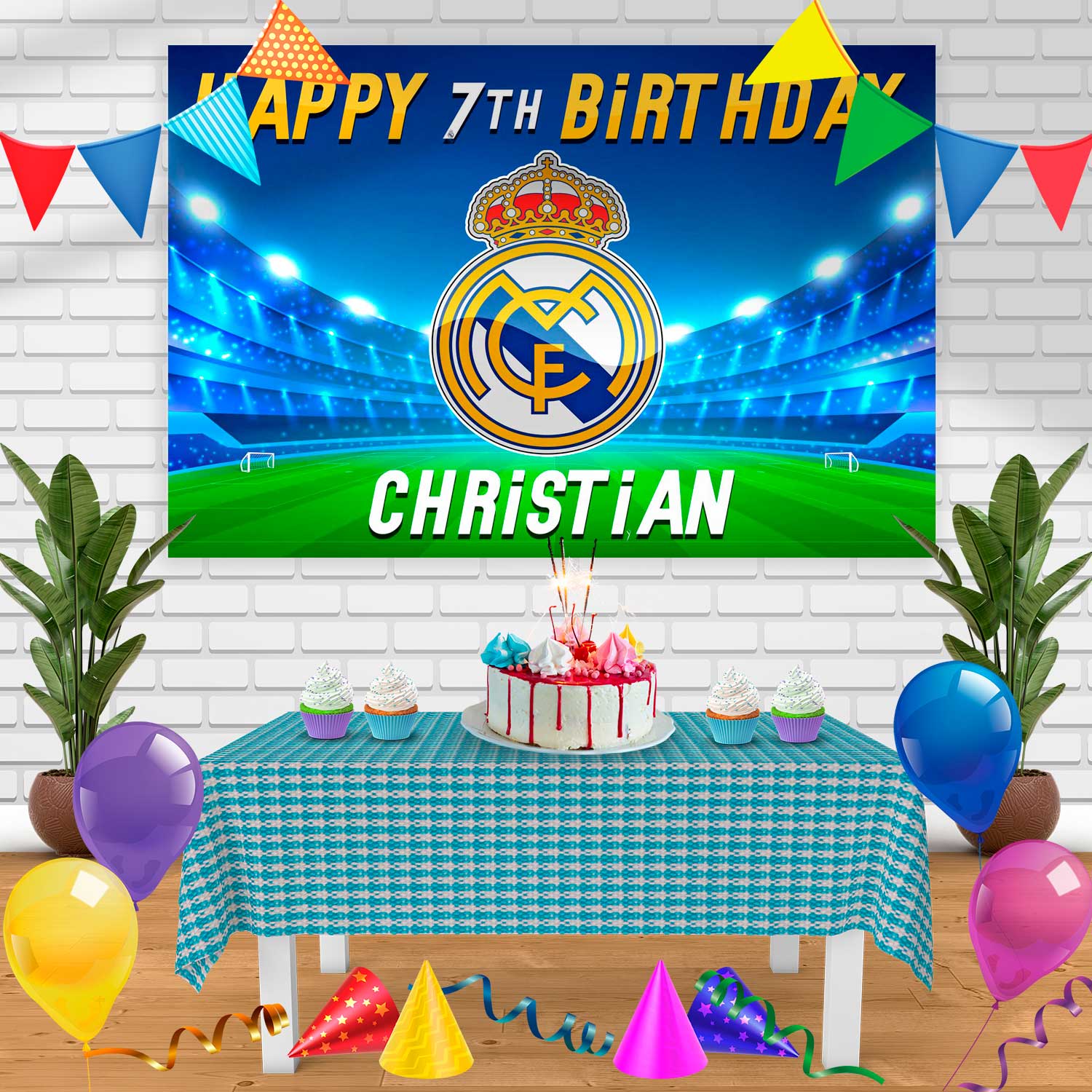 Real Madrid 2020 Birthday Banner Personalized Party Backdrop Decoratio ...