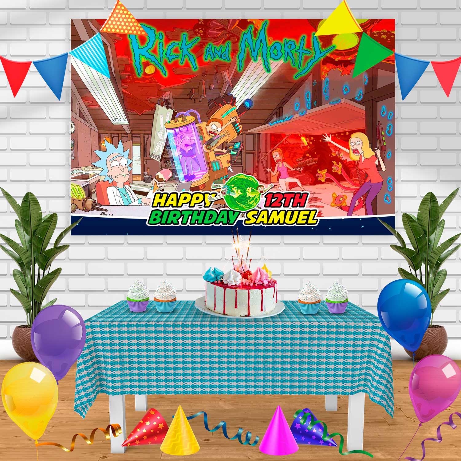 Rick and Morty Birthday Banner Personalized Party Backdrop Decoration ...