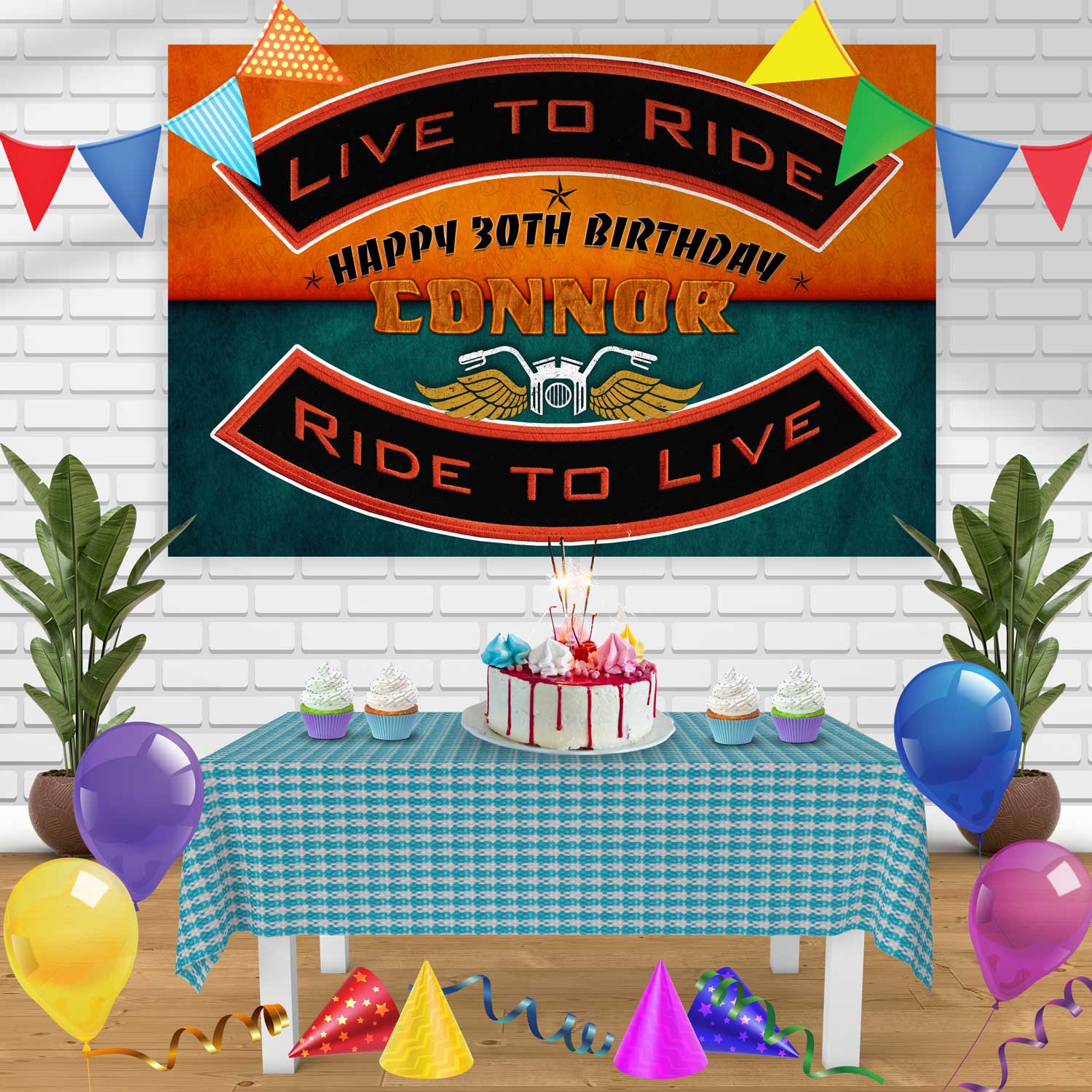 Ride to Live Birthday Banner Personalized Party Backdrop Decoration ...