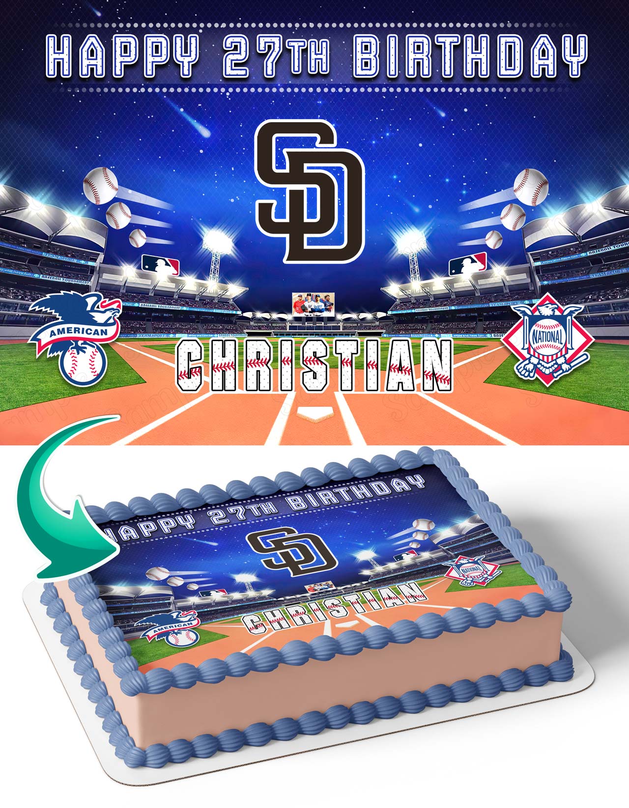 San Diego Padres Baseball Edible Cake Toppers – Ediblecaketopper