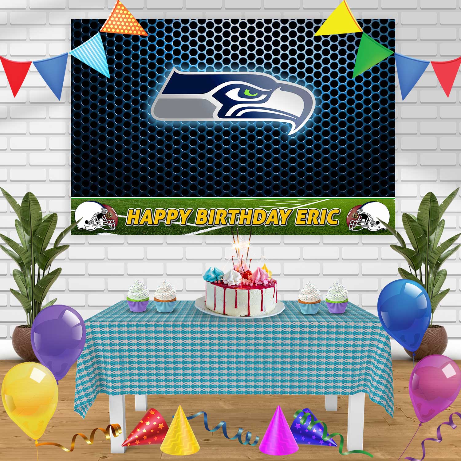 Seattle Seahawks Birthday Banner Personalized Party Backdrop Decoratio ...